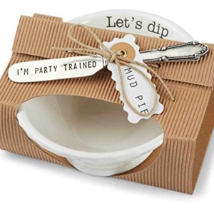 Mud Pie Circa Lets Dip Set, White 2" x 6"