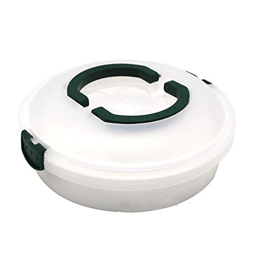 10 Inch Portable Pie Cupcake Carrier Deviled Egg Tray with Lid and Tray 3-In-1 Round Cupcake Container Egg Holder Muffin Tart Cookie Keeper Food (Green)