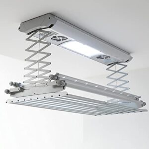 foxydry Air, Wall and Ceiling Clothesline, Electrical Drying Rack, with Remote Control in Aluminium and Steel (Ceiling Mounted, 150)