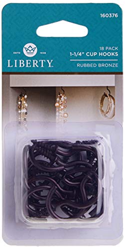 Liberty 160376 1-1/4" Cup Hooks (Pack of 18), Rubbed Bronze