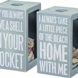 Primitives by Kathy 27813 House Decor Sea Shell Holder, 4.25 x 7.25 x 4.25-Inches, Piece of the Beach With Me, Thank You and Appreciation