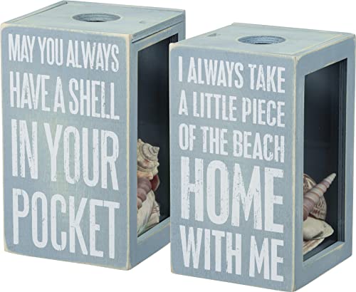 Primitives by Kathy 27813 House Decor Sea Shell Holder, 4.25 x 7.25 x 4.25-Inches, Piece of the Beach With Me, Thank You and Appreciation