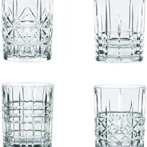 Nachtmann Highland Whisky Tumbler, Crystal Clear Glass, Set of 4 Glasses, 4 - Inch Drinking Cup for Fine Whiskies, Scotch, Cognac, and Rum, Rock Glasses, 12-Ounce, Dishwasher Safe