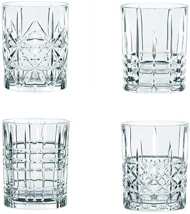 Nachtmann Highland Whisky Tumbler, Crystal Clear Glass, Set of 4 Glasses, 4 - Inch Drinking Cup for Fine Whiskies, Scotch, Cognac, and Rum, Rock Glasses, 12-Ounce, Dishwasher Safe