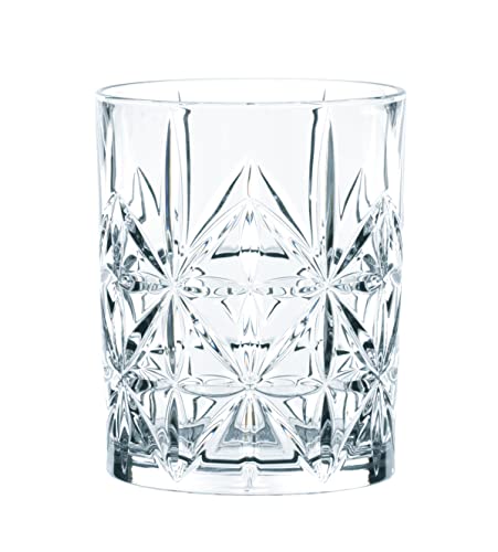 Nachtmann Highland Whisky Tumbler, Crystal Clear Glass, Set of 4 Glasses, 4 - Inch Drinking Cup for Fine Whiskies, Scotch, Cognac, and Rum, Rock Glasses, 12-Ounce, Dishwasher Safe