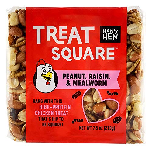 Happy Hen Treats 7.5 Oz. Square-Mealworm And Peanut, 4.25" By 4.25" By 1.25"