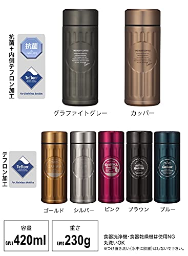 CB Japan QAHWA Water Bottle, Silver, 14.2 fl oz (420 ml), Direct Drinking, Stainless Steel Bottle, Vacuum, Insulated, Kahua, Coffee Bottle