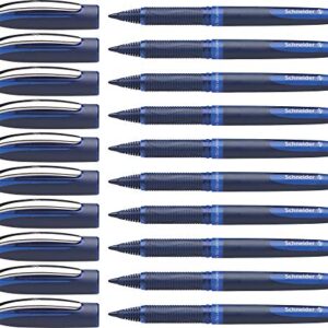 Schneider One Business Rollerball Pen, 0.6 mm Ultra-Smooth Tip, Blue Barrel, Blue Ink, Box of 10 Pens (183003)