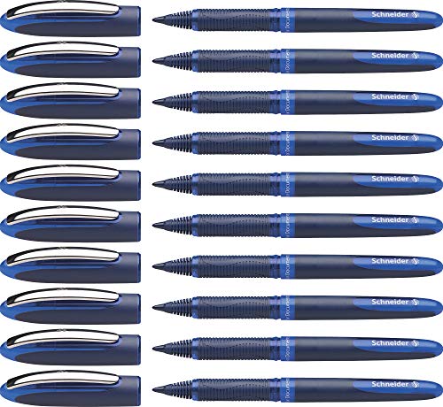 Schneider One Business Rollerball Pen, 0.6 mm Ultra-Smooth Tip, Blue Barrel, Blue Ink, Box of 10 Pens (183003)