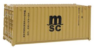 walthers scenemaster rs msc brn container, 20'