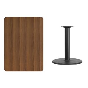 Flash Furniture 30'' x 42'' Rectangular Walnut Laminate Table Top with 24'' Round Table Height Base