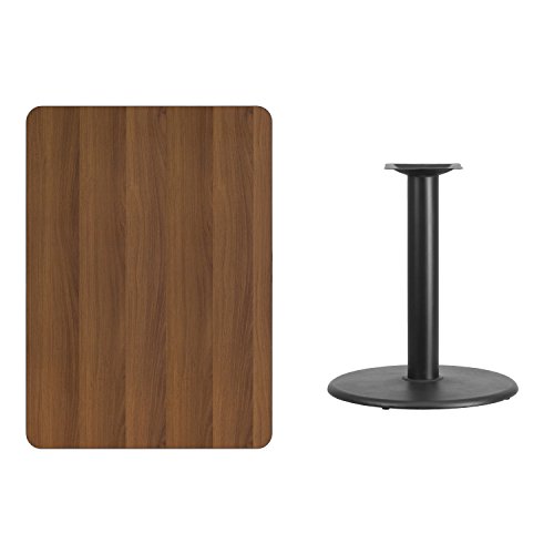 Flash Furniture 30'' x 42'' Rectangular Walnut Laminate Table Top with 24'' Round Table Height Base