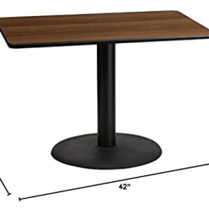 Flash Furniture 30'' x 42'' Rectangular Walnut Laminate Table Top with 24'' Round Table Height Base