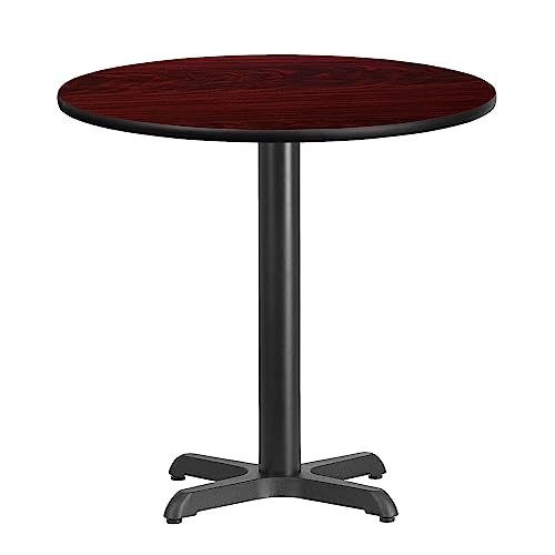 Flash Furniture Graniss 30'' Round Mahogany Laminate Table Top with 22'' x 22'' Table Height Base