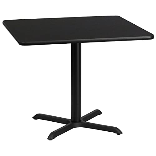 Flash Furniture 36'' Square Black Laminate Table Top with 30'' x 30'' Table Height Base