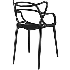 Modway Entangled Modern Molded Plastic Kitchen and Dining Room Arm Chair in Black - Fully Assembled