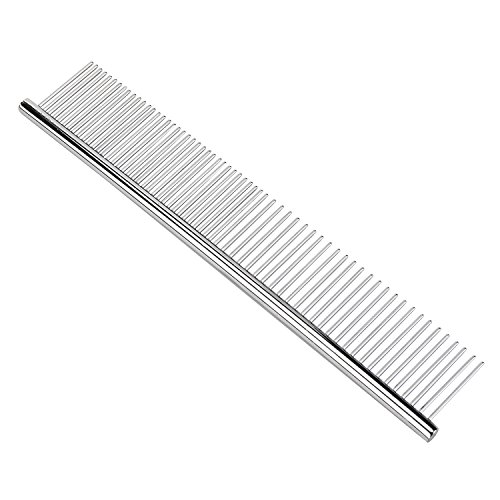 BPS Pet Grooming Comb 7-1/2 Inch Dog Comb,Silver Metal Comb for Persian Cat,Stainless Steel Straight Comb for Cavapoo,Collie,Poodle,Havanes,Maine Comb,Gift with Bottle Opener Keychain (19x3cm)