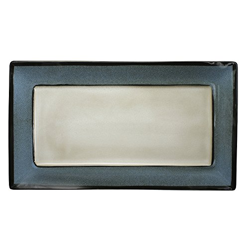 Gourmet Basics Belmont Blue Rectangular Serving Platter, 16-Inch