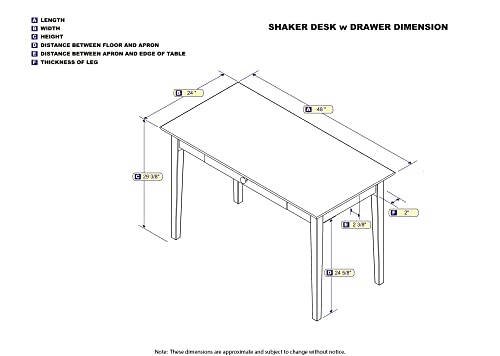 AFI Shaker Desk with Drawer, Brown