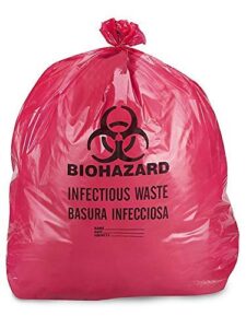 diagnostics direct, inc. iw2424 biohazard waste disposable bag, 7-10 gallon capacity, 24 l x 24 w, 1.3 mil, medium, red, pack of 100