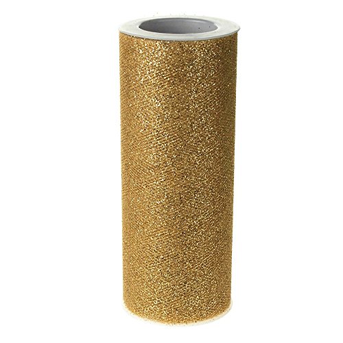 Glitter Tulle Spool Fabric Net, 6-inch, 10-Yard (Gold)