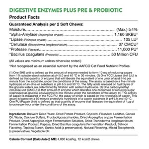 NaturVet – Digestive Enzymes For Cats Plus Probiotics – 60 Soft Chews – Helps Support Diet Change & A Healthy Digestive Tract – Aids in the Absorption of Vitamins & Minerals – 30 Day Supply