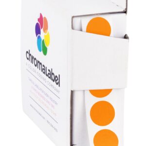 ChromaLabel 0.50 Inch Round Label Permanent Color Code Dot Stickers, 1000 Labels per Dispenser Box, Orange