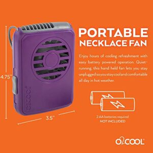 O2COOL Deluxe Personal Necklace Fan | Hands- Free, Battery Operated Wearable Mini Cooling Device for Beach, Sporting Events, Camping (4 Pack Random Colors)