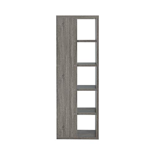 Coaster Home Furnishings 5-Tier Semi-Backless Bookcase Weathered Grey, 11.5"" d x 23.5"" w x 70.75"" h (800553)