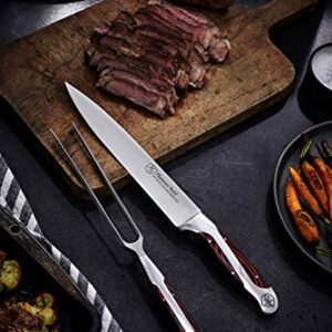 Hammer Stahl Carving Knife and Fork Set | German Forged High Carbon Stainless Steel Carving Set | Professional Carving Knife for Meat, Turkey & Brisket | Ergonomic Quad-Tang Pakkawood Handle