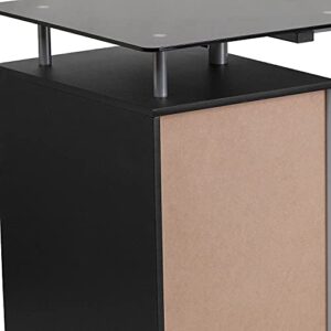 Flash Furniture Singleton Black Glass Computer Desk with Three Drawer Pedestal