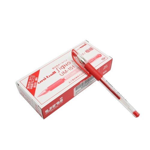 Uni-ball Signo Gel Ink Pen, 0.38 mm tip, Red, Pack of 10 (BC25557)