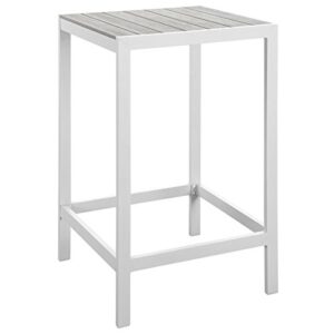 modway maine aluminum outdoor patio bar table in white light gray