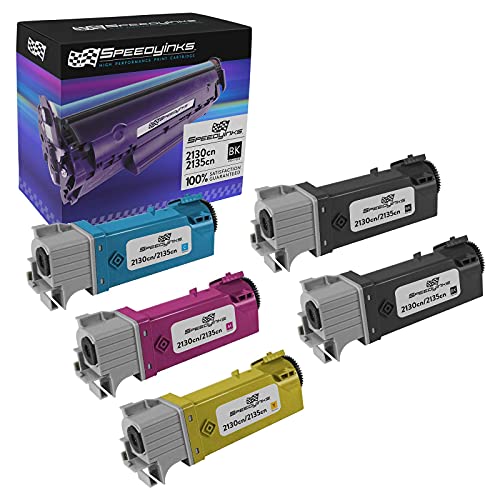 SPEEDYINKS Compatible Toner Cartridge Replacement for Dell 2130cn High-Yield (2 Black, 1 Cyan, 1 Magenta, 1 Yellow, 5-Pack)