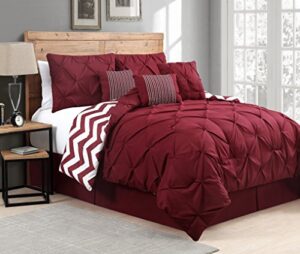 avondale manor ella pinch pleat bedding set, queen, red