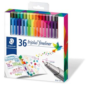 staedtler color pen set, set of 36 assorted colors (triplus fineliner pens)