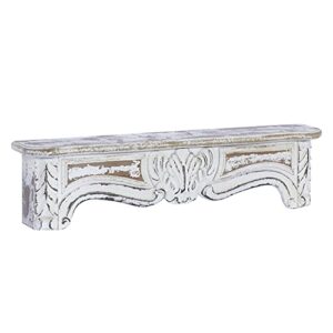 Deco 79 Wood Scroll Distressed 1 Shelf Wall Shelf, 36" x 6" x 9", White