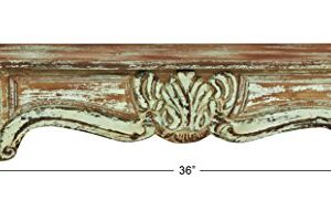 Deco 79 Wood Scroll Distressed 1 Shelf Wall Shelf, 36" x 6" x 9", White