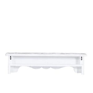 Deco 79 Wood Scroll Distressed 1 Shelf Wall Shelf, 36" x 6" x 9", White