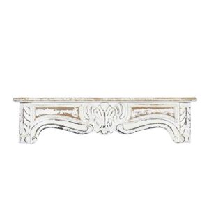 Deco 79 Wood Scroll Distressed 1 Shelf Wall Shelf, 36" x 6" x 9", White