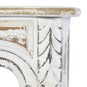 Deco 79 Wood Scroll Distressed 1 Shelf Wall Shelf, 36" x 6" x 9", White