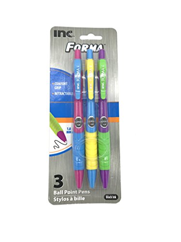 Forma Ball Point Retractable Black Ink W/Multi Colored Barrel 1 Pack Of 3