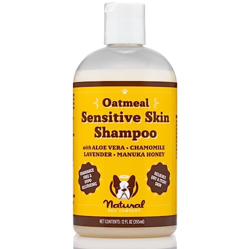 Natural [Dog] Company Oatmeal Sensitive Skin Shampoo, 12 oz., Dandruff Shampoo, Hypoallergenic, Plant Based Ingredients, Bathing Supplies, Itchy [Skin] relief for [Dog]s