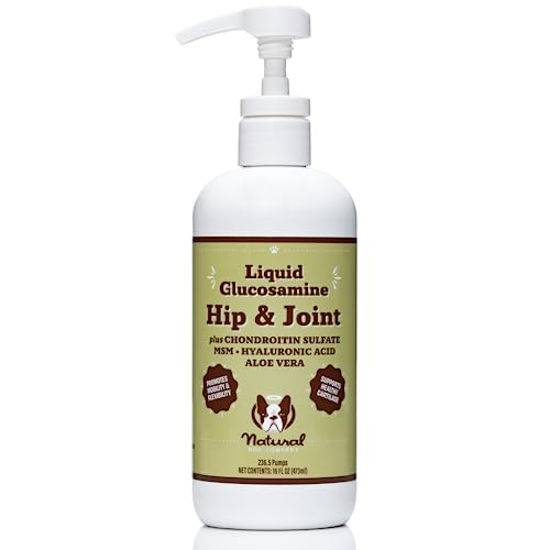 Natural Dog Company Liquid Glucosamine Hip & Joint Oil for Dogs (16 oz) Extra Strength Cartilage and Joint Support , Helps Mobility and Eases Occasional Stiffness, Dog Supplement for All Breeds and Ages, Senior Dog Supplements, Dog Vitamins and Supplement