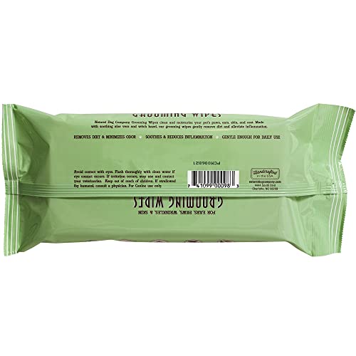 Natural Dog Company Grooming Wipes with Aloe Vera, Cleanses, Soothes, & Deodorizes, Fragrance Free, Hypoallergenic, Biodegradable Wipes (50 Wipes) Aqua