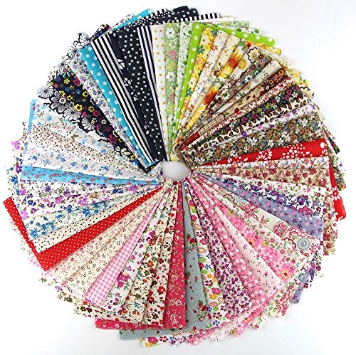 RayLineDo 60 Pcs Fabric Cotton 100% Printed Boundle Patchwork Squares of 2025cm