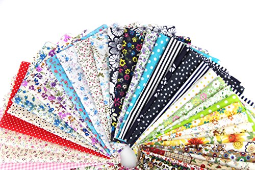 RayLineDo 60 Pcs Fabric Cotton 100% Printed Boundle Patchwork Squares of 2025cm