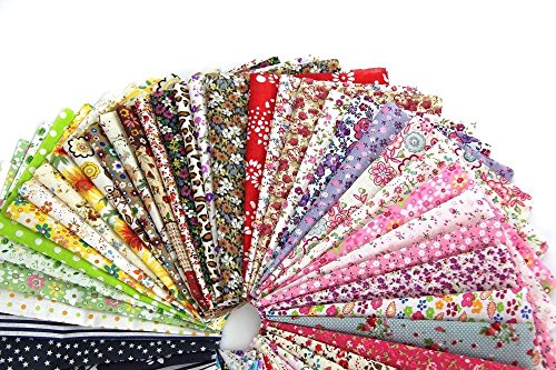 RayLineDo 60 Pcs Fabric Cotton 100% Printed Boundle Patchwork Squares of 2025cm