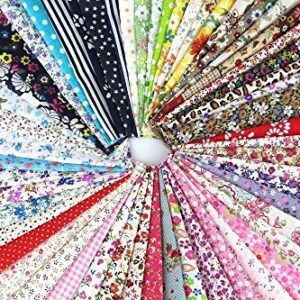 RayLineDo 60 Pcs Fabric Cotton 100% Printed Boundle Patchwork Squares of 2025cm