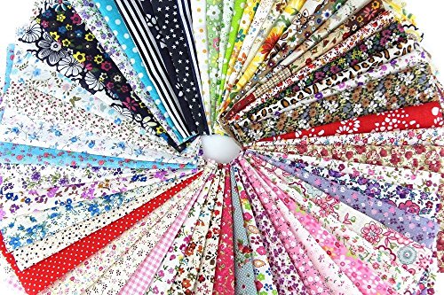 RayLineDo 60 Pcs Fabric Cotton 100% Printed Boundle Patchwork Squares of 2025cm